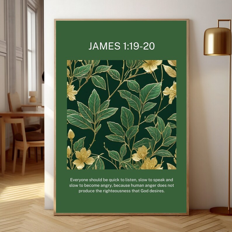 James 1:19-20 Bible Verse Wall Art Print With Bible Study,christian ...