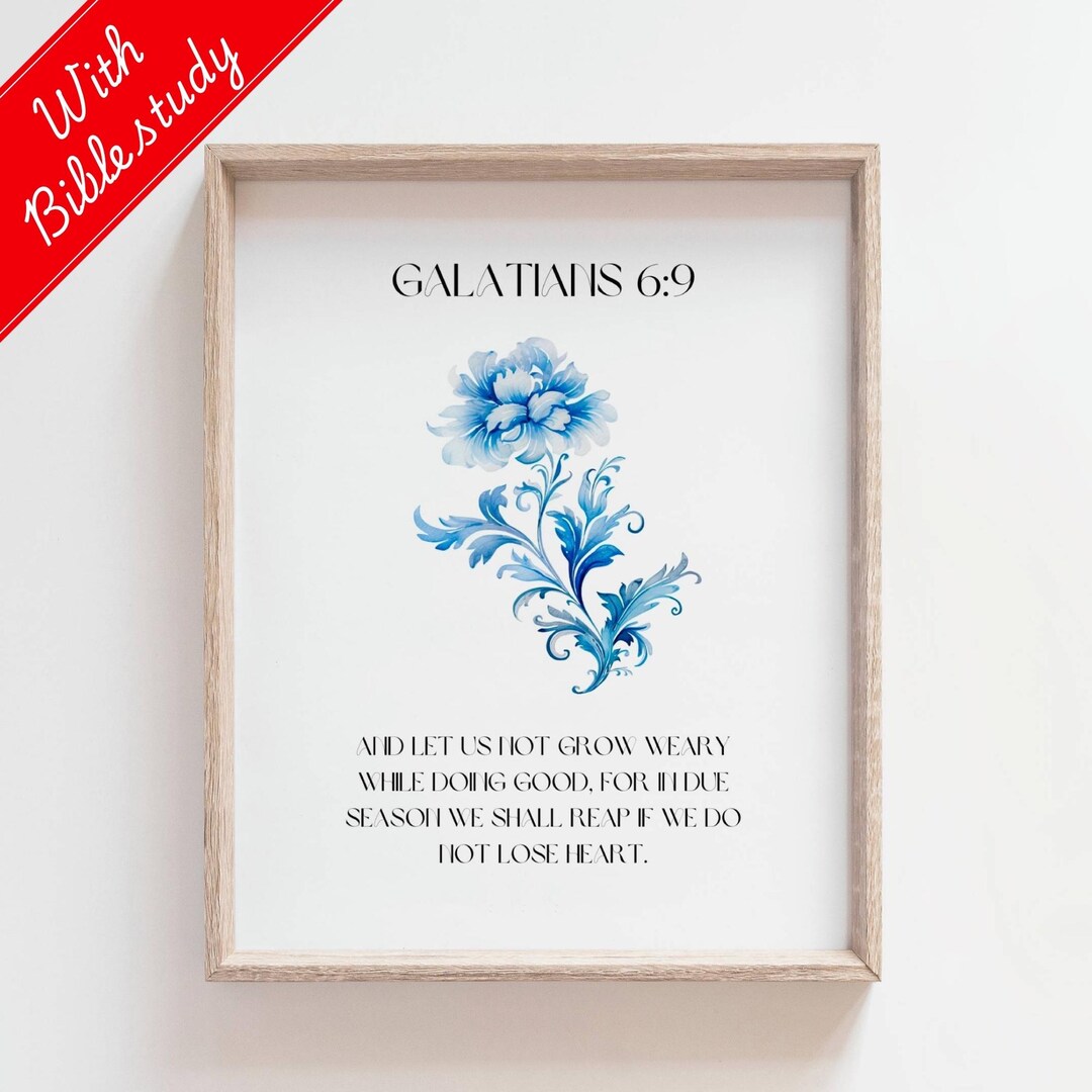 Galatians 6:9 Watercolor Flower Bible Verse Wall Art, Vintage ...
