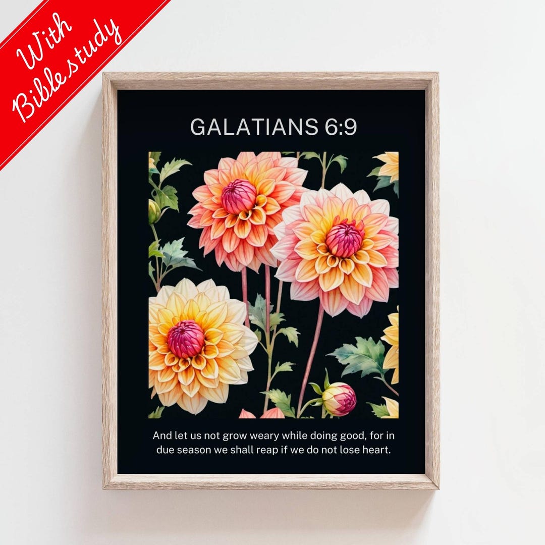 Galatians 6:9 Modern Black Bible Verse Digital Print,uplifting Floral ...