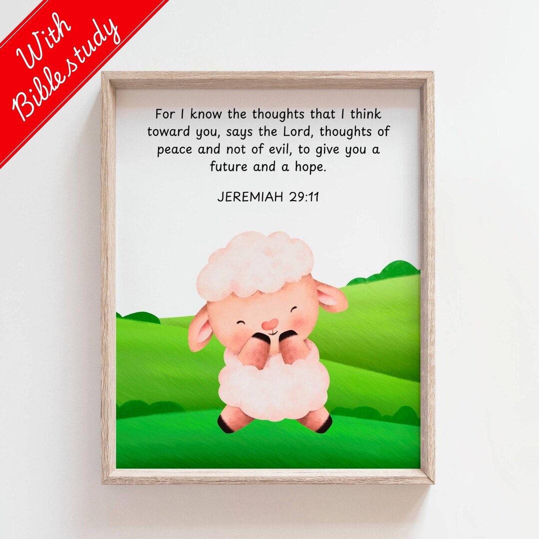 Jeremiah 29:11 Nursery Scripture Wall Art,cute Sheep Bible Verse ...