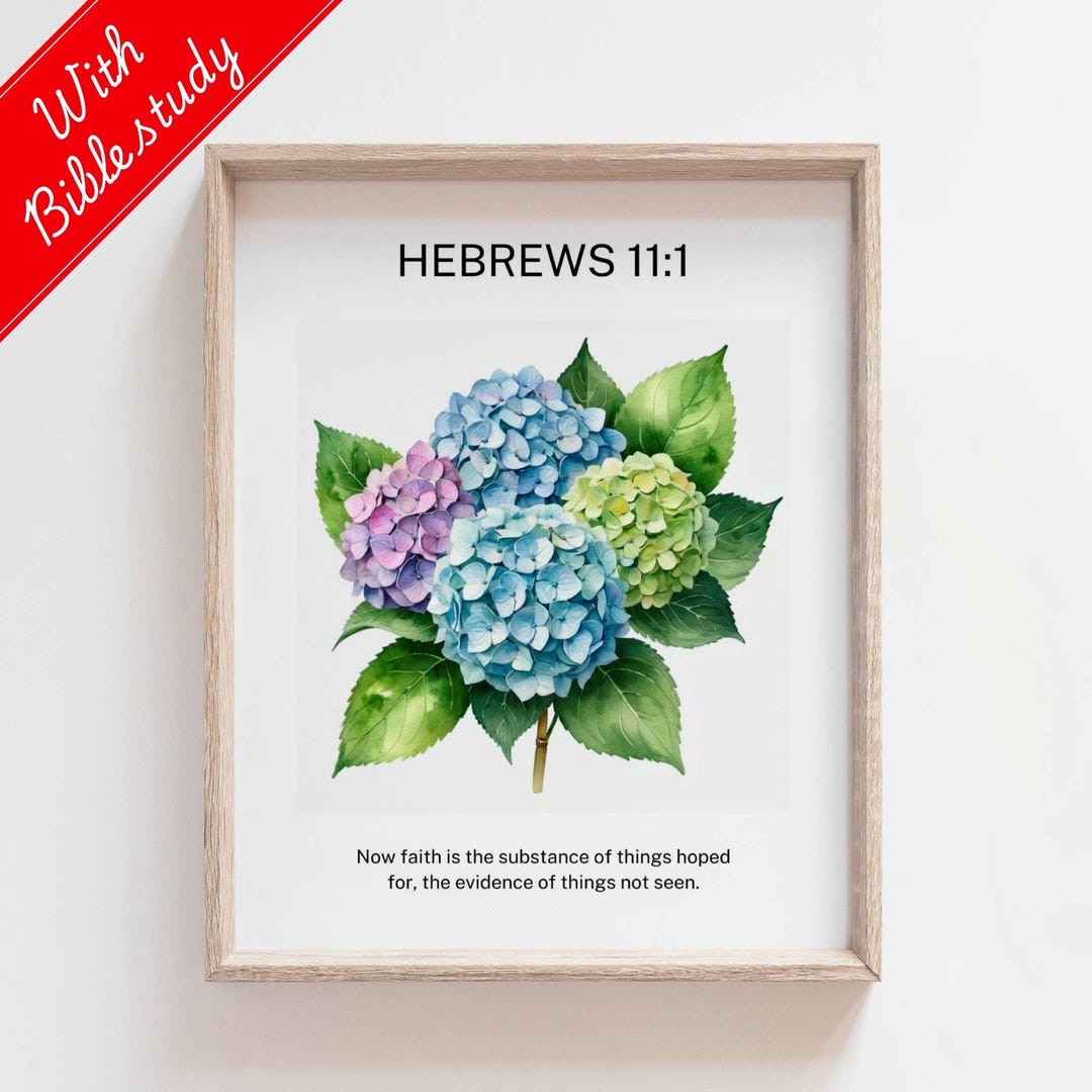 Hebrews 11:1 Floral Quote Digital Print,flower Bouquet Bible Verse Wall ...