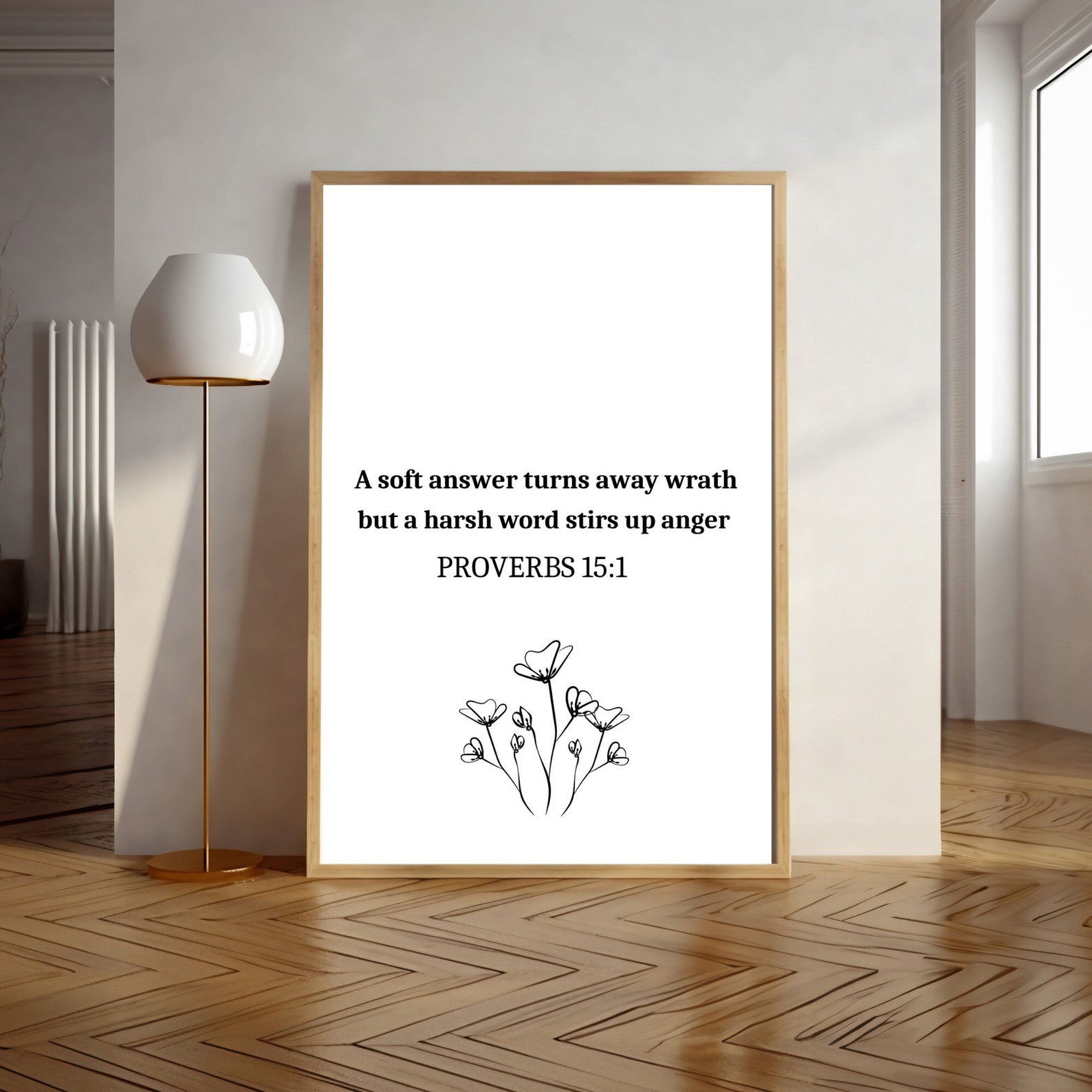 Proverbs 15:1 Bible Verse Wall Art Print With Bible Study, Black and ...