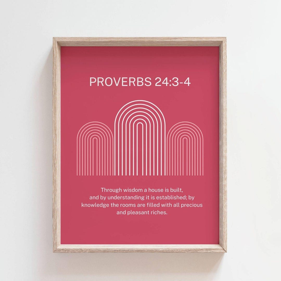 Proverbs 24:3-4 Mauve Pink Modern Bible Verse Digital Print,inspiring ...