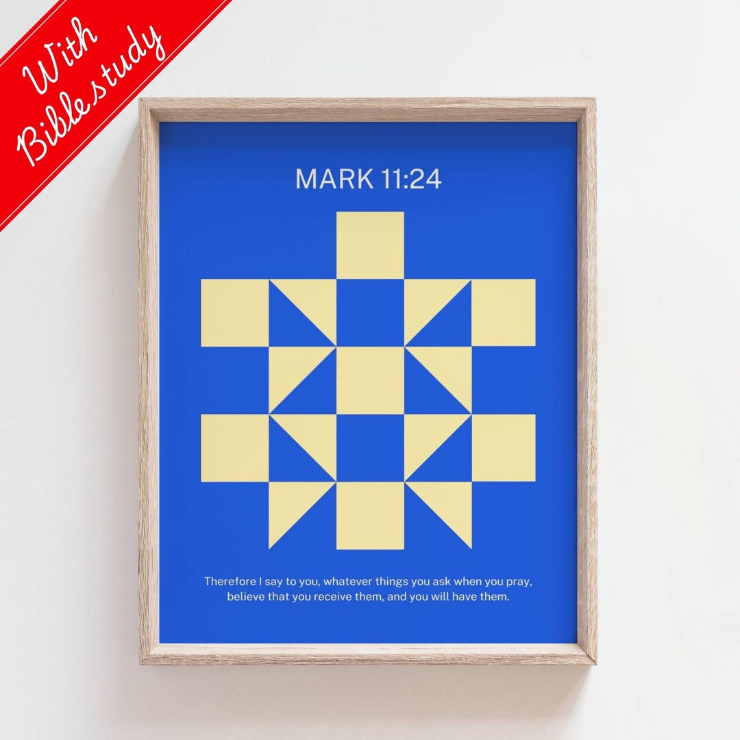 Mark 11:24 Royal Blue Bible Verse Digital Print,geometric Square ...