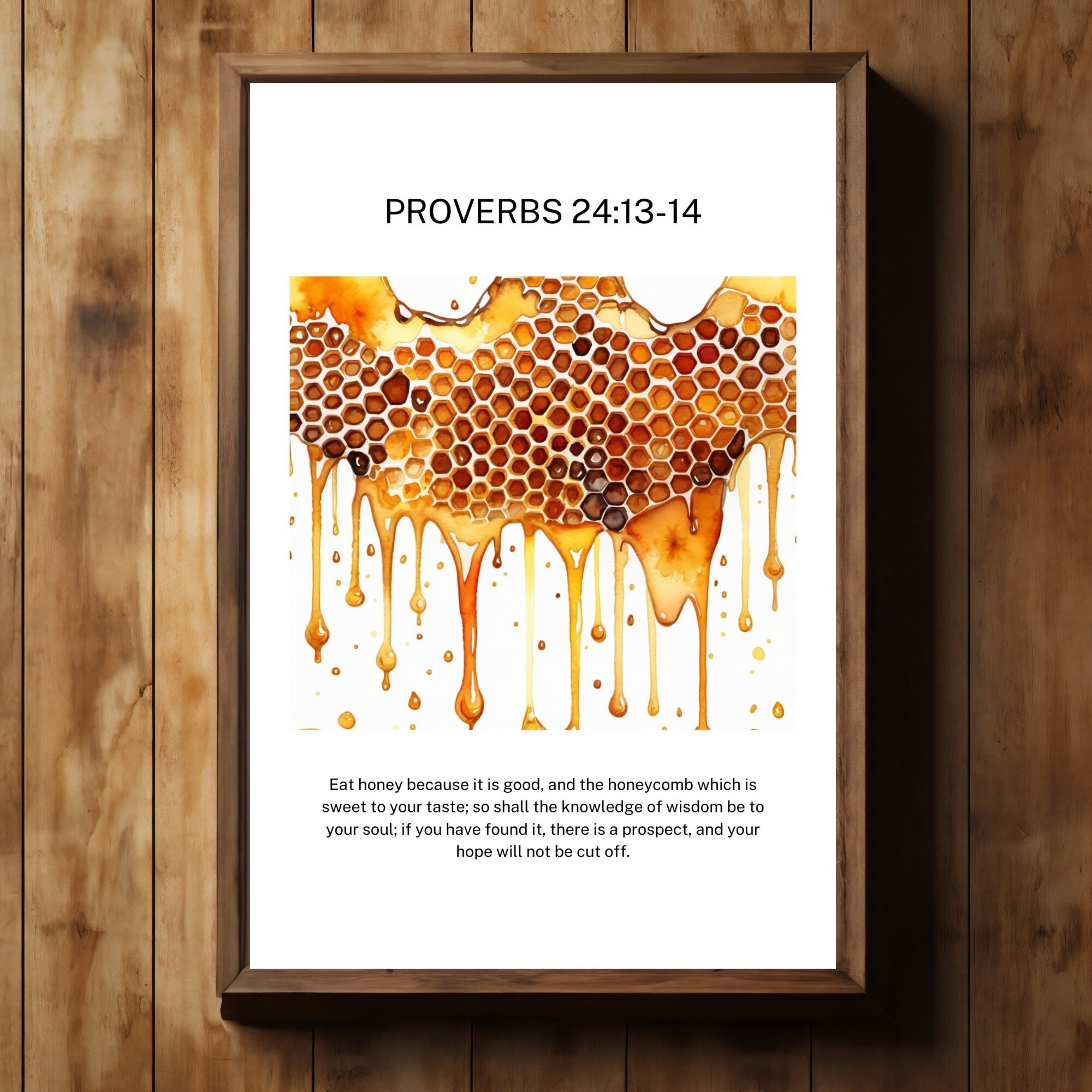 Proverbs 24:13-14 Wisdom Bible Verse Digital Print,golden Yellow Honey ...