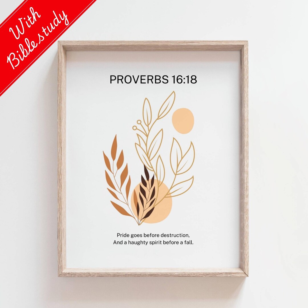 Proverbs 16:18 Aesthetic Modern Bible Verse Digital Print,motivational ...