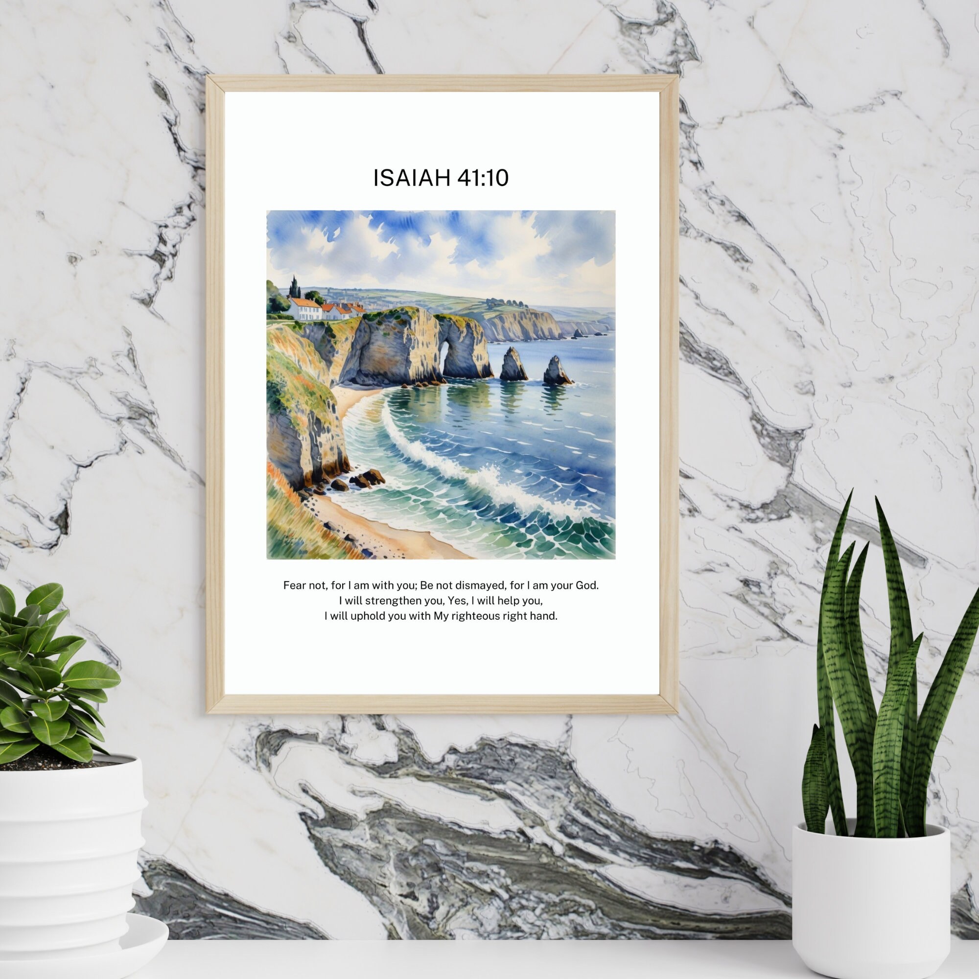 Isaiah 41:10 Watercolor Ocean Fear Not Bible Verse Digital Print ...