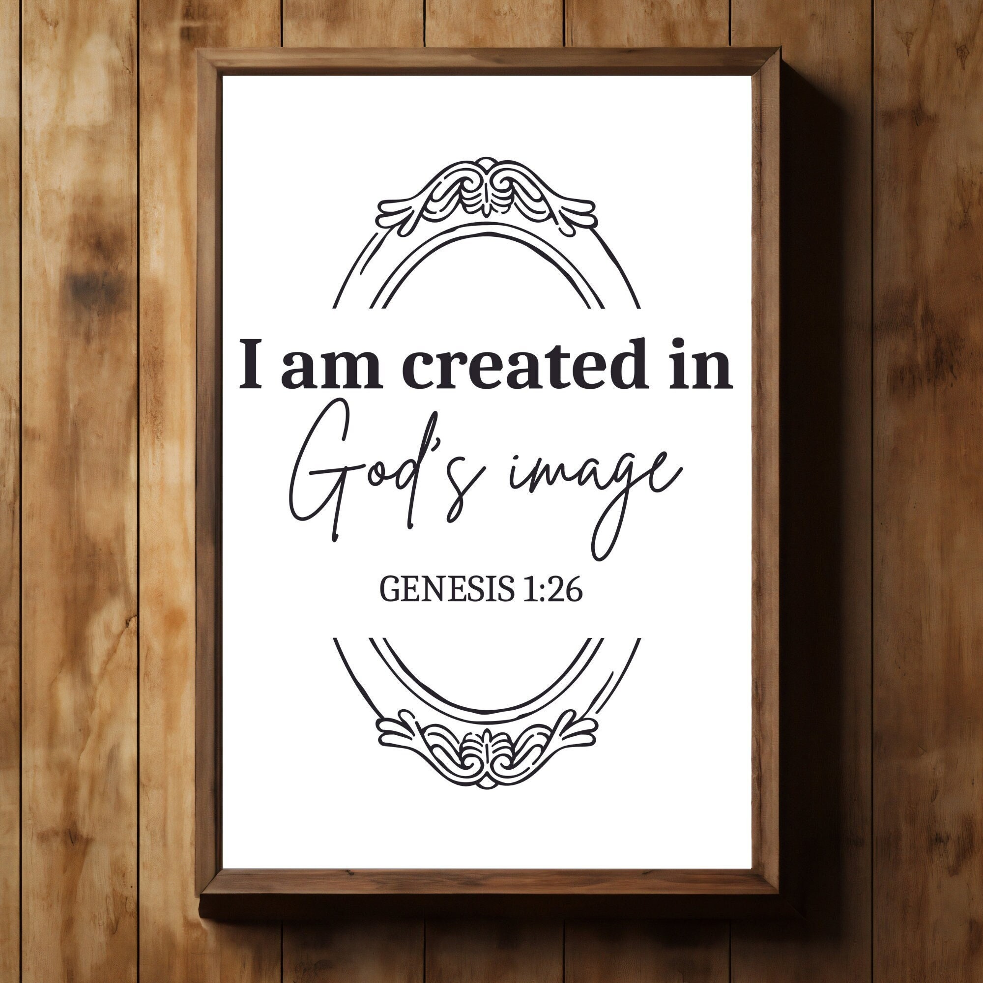 Genesis 1:26 Bible Verse Wall Art Print With Bible Study,black and ...