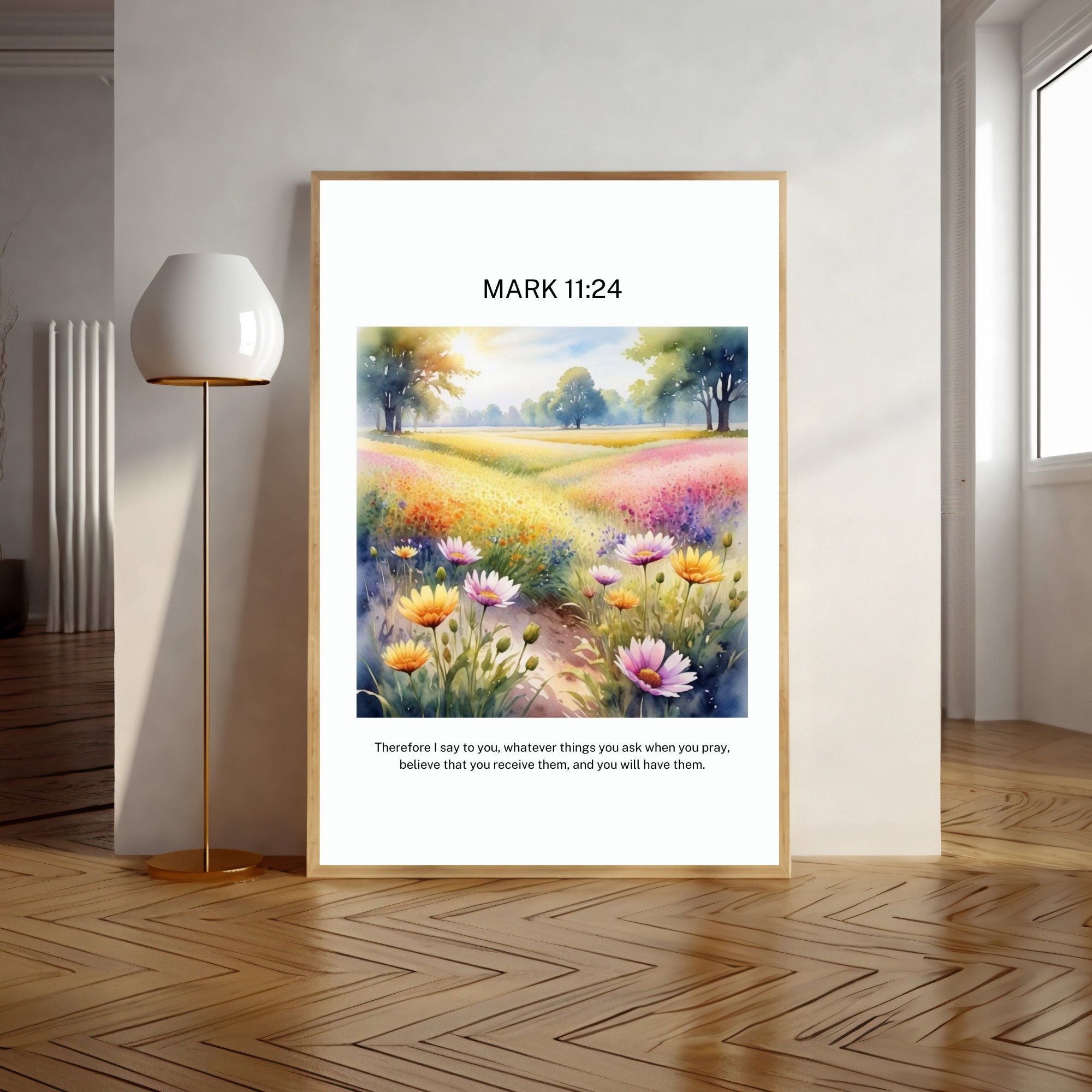 Mark 11:24 Bible Verse Wall Art Print With Bible Study, Scripture Wall ...