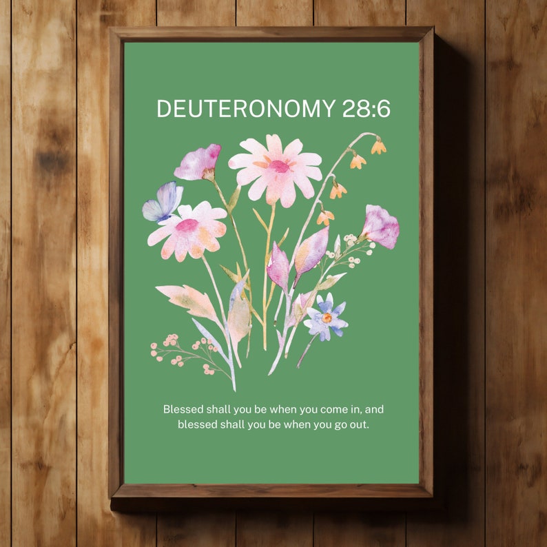 Deuteronomy 28:6 Bible Verse Wall Art Print With Bible Study, Blessed Coming in and Blessed ...