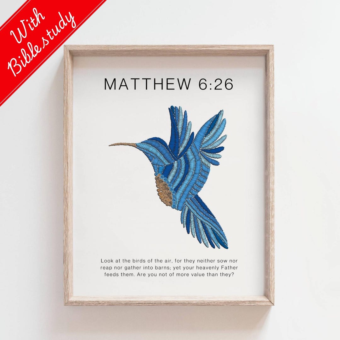Matthew 6:26 Birds of the Air Bible Verse Wall Art,flying Hummingbird ...