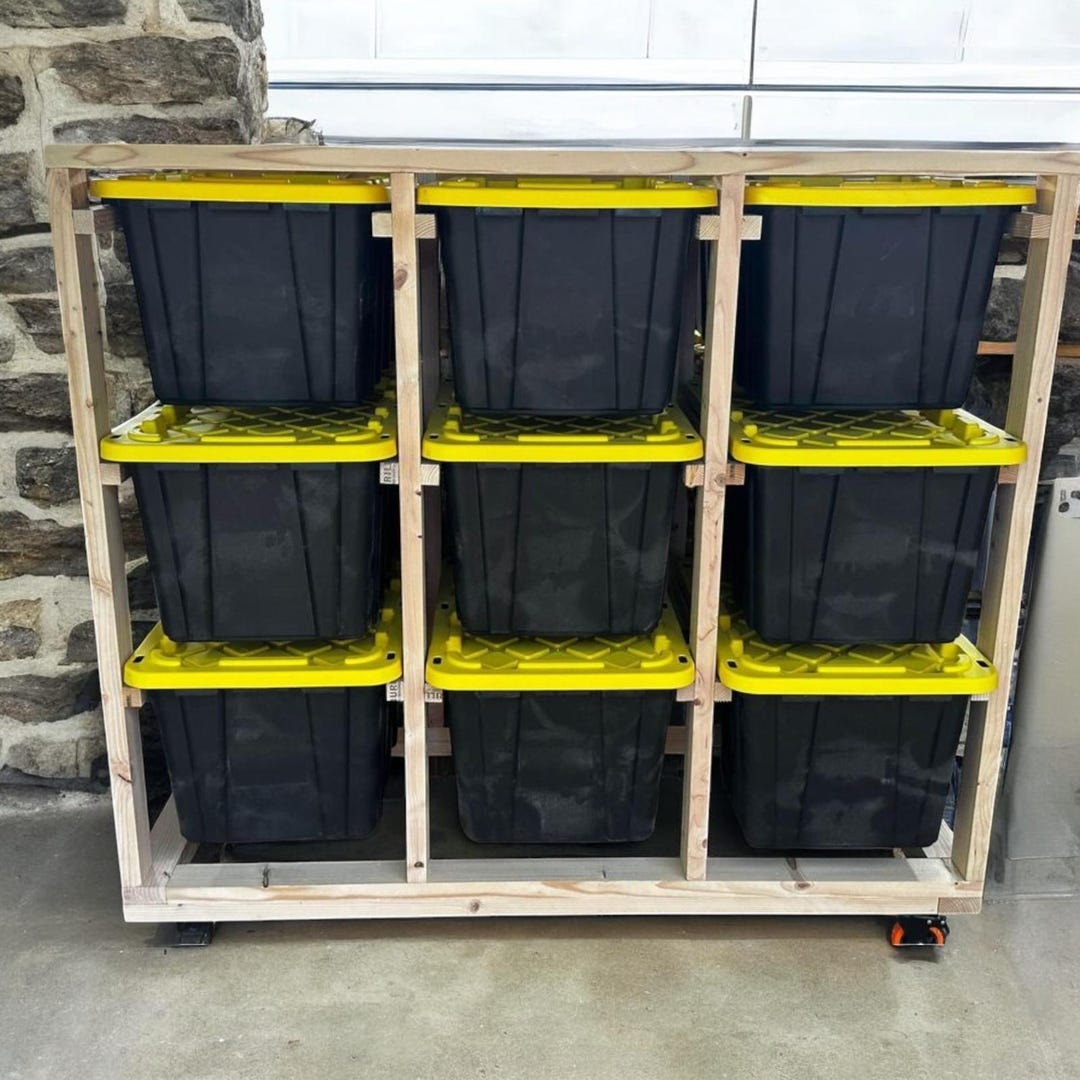 Tote Storage Rack, 27 Gallon Tote Rack Plans, Bin Storage Plans ...