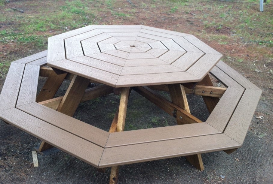 Octagon Picnic Table Plans, DIY Round Picnic Table, Garden Dinner Table ...