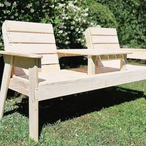 Double Bench With Table Build Plans- Outdoor Chair-backyard Table ...