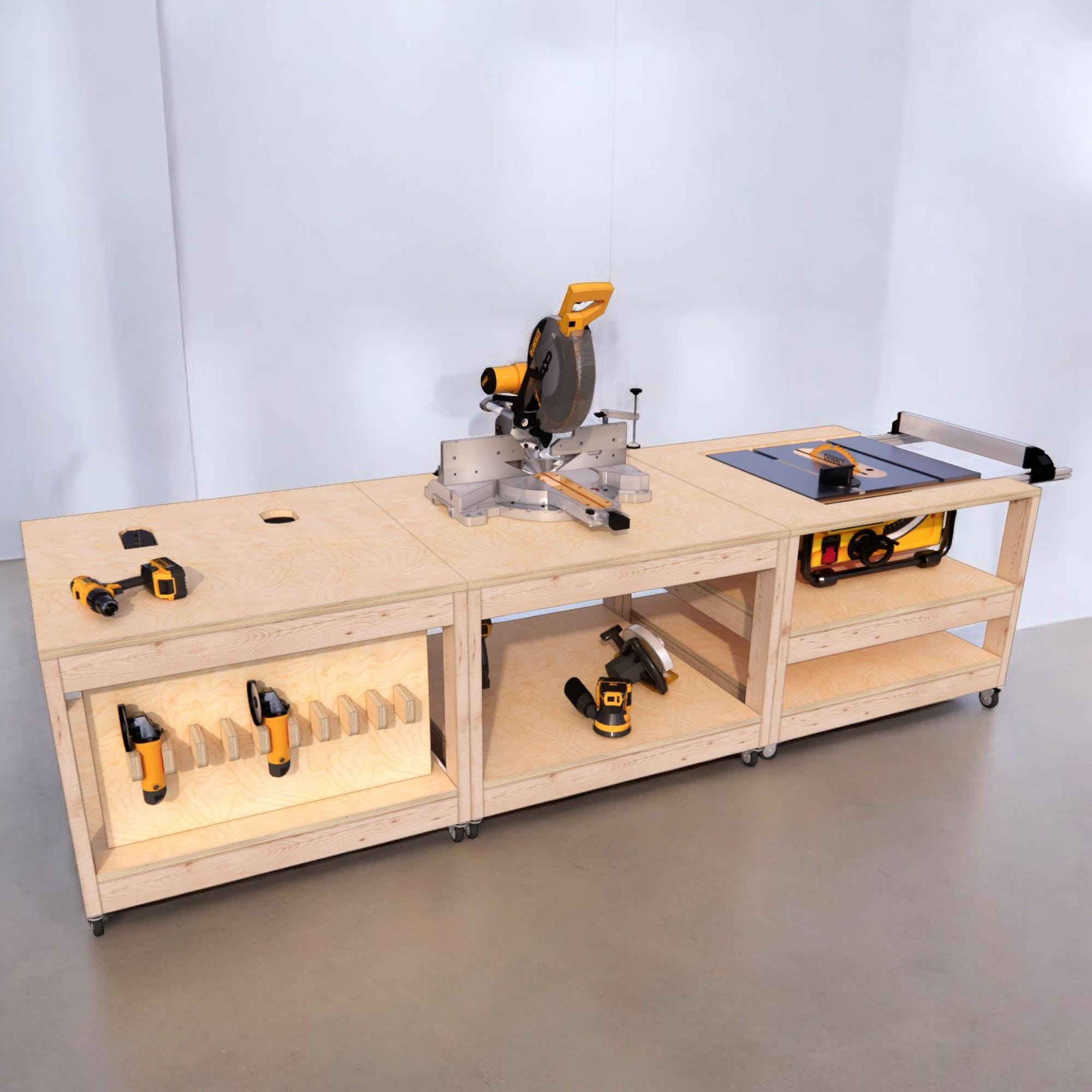 Mobile Saw Workbench, Modular Table Saw Plans, Dewalt Miter Saw Table ...
