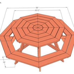 Octagon Picnic Table Plans, DIY Round Picnic Table, Garden Dinner Table ...