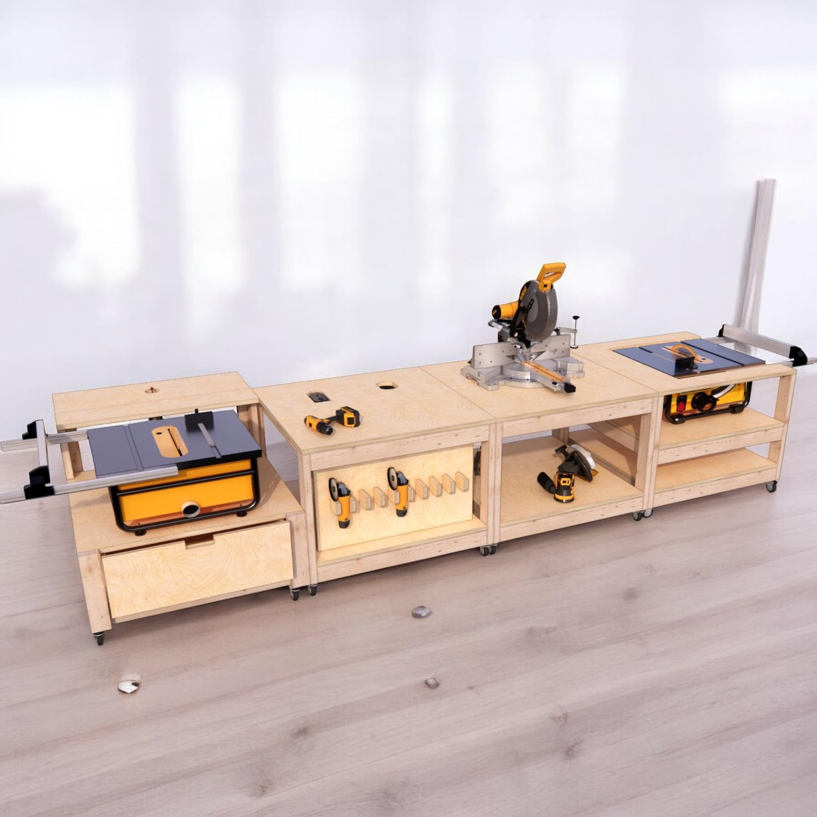 All in One Workbench Plan, Miter Saw Workbench, Table Saw Workbench ...