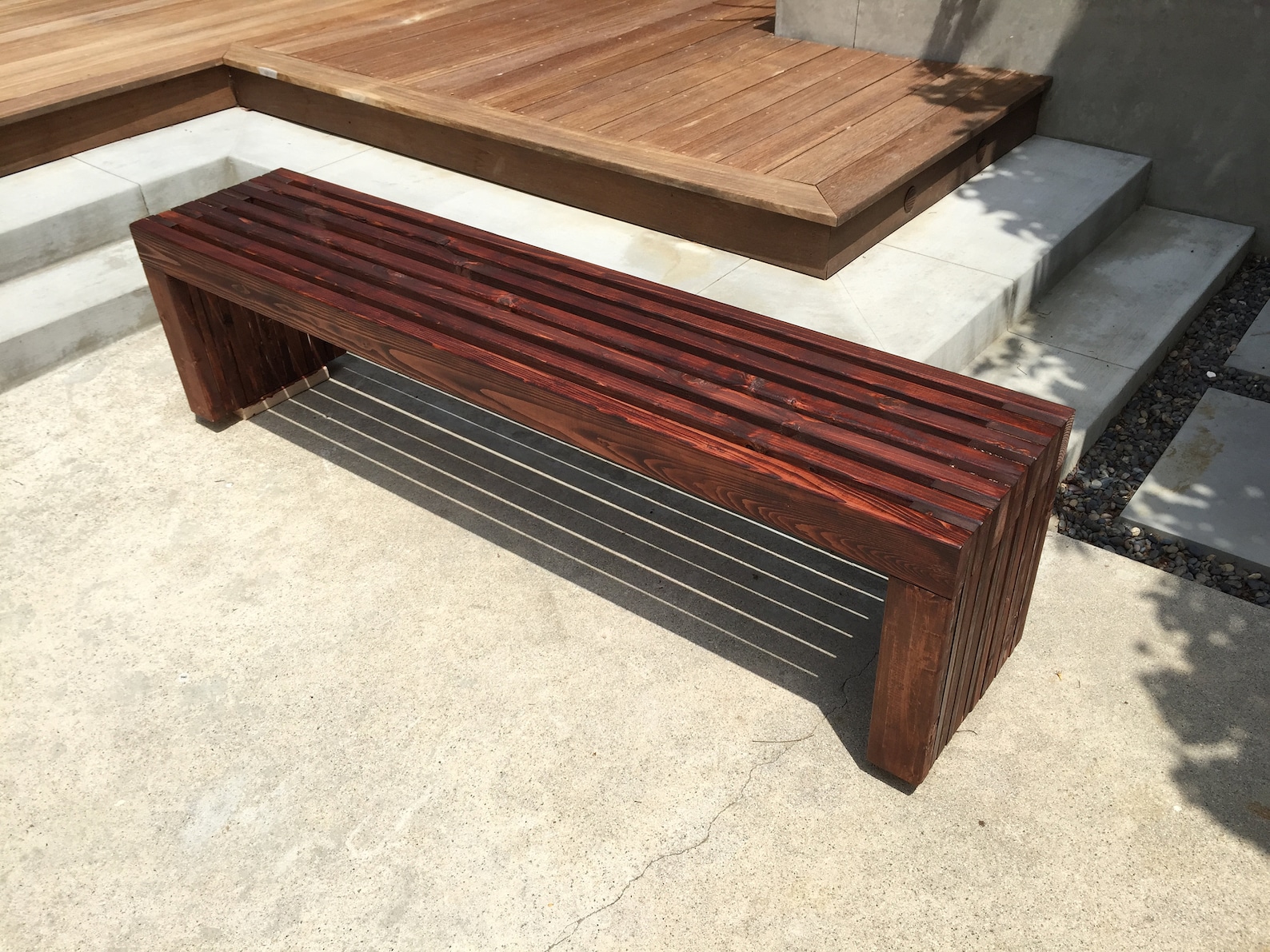Modern Easy Slatted Bench, Simple Outdoor Wood Bench, Garden Furniture ...