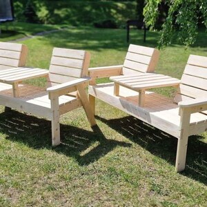 Double Bench With Table Build Plans- Outdoor Chair-backyard Table ...