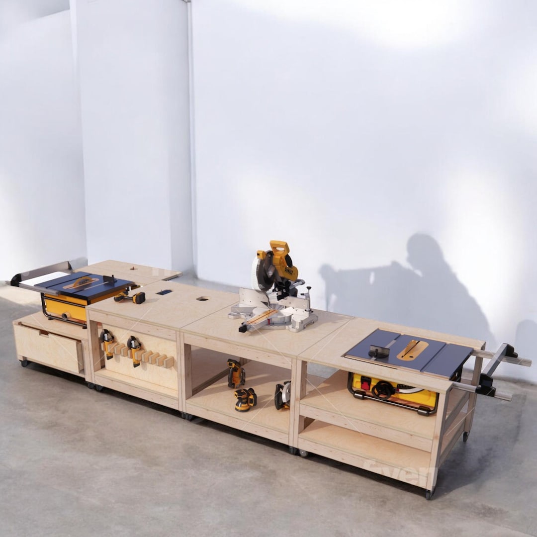 Modular Workbench Plans, Miter Saw Station, Table Saw Bench Plans, Garage Workbench, Router ...