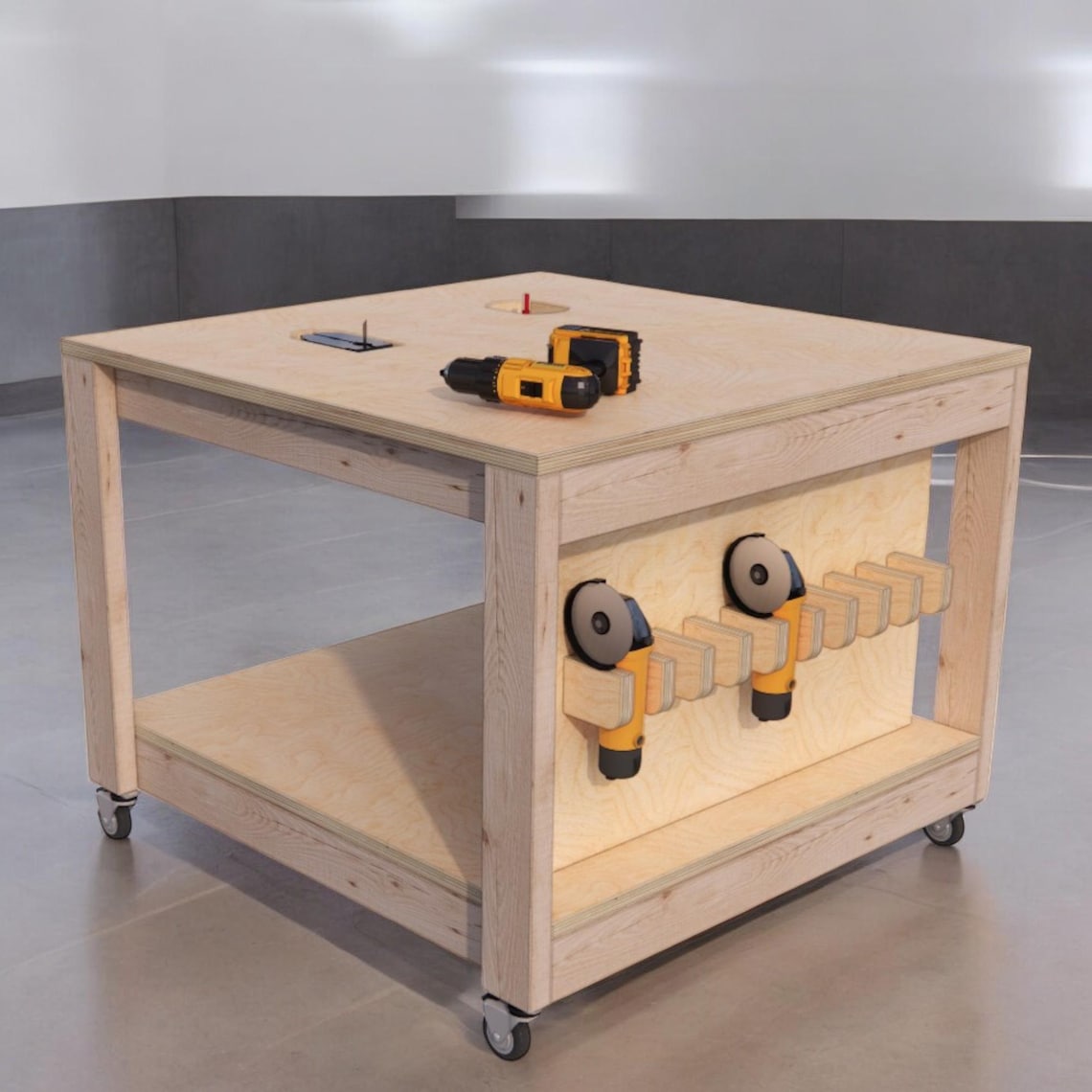 Miter Saw Workbench Plan, Mobile Garage Miter Saw Table, Modular Tool ...
