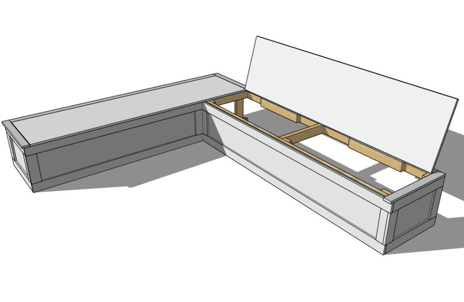 DIY Corner Banquette Bench With Flip up Storage Plan, Banquette Seating, Corner Bench, Indoor ...