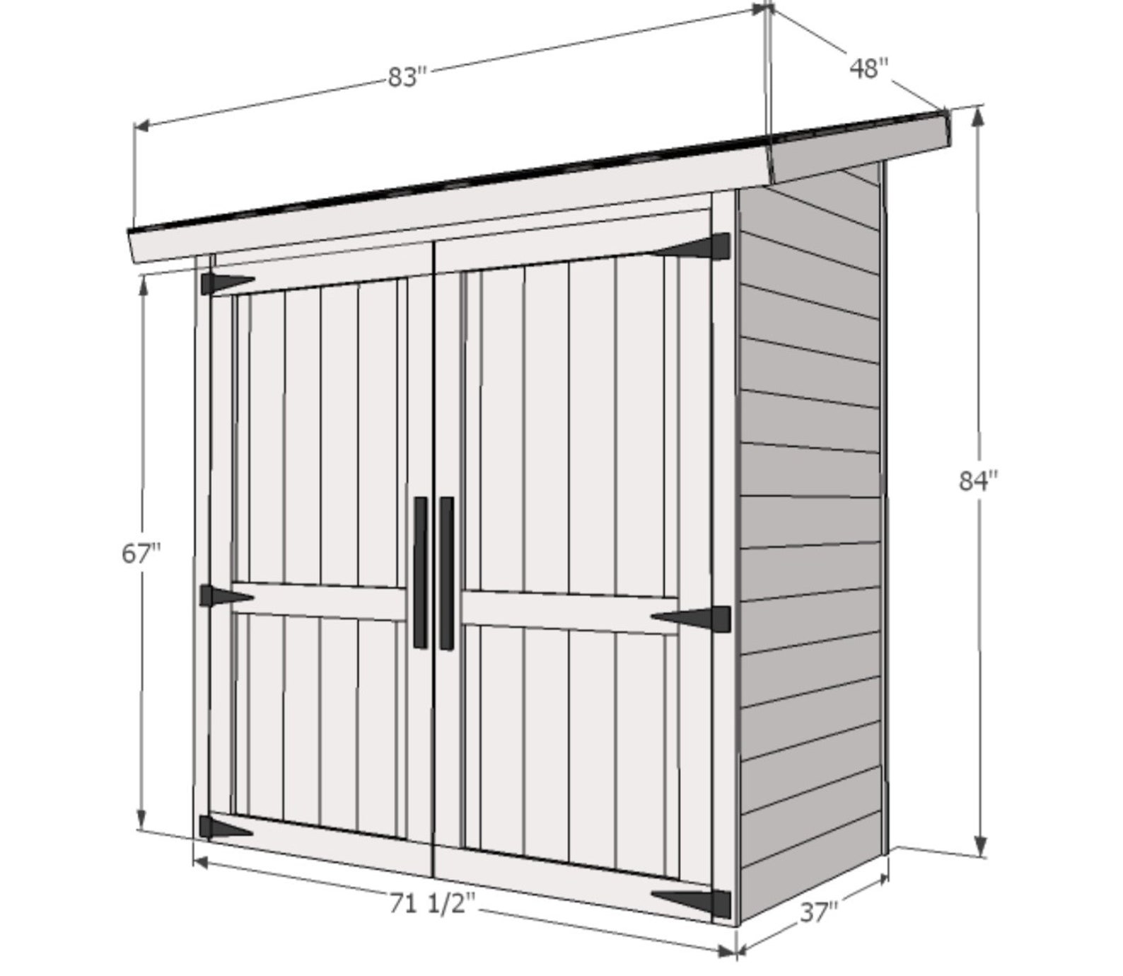 Garden Shed Build Plans, Farmhouse Shed Plans, Lean on Shed, Simple ...