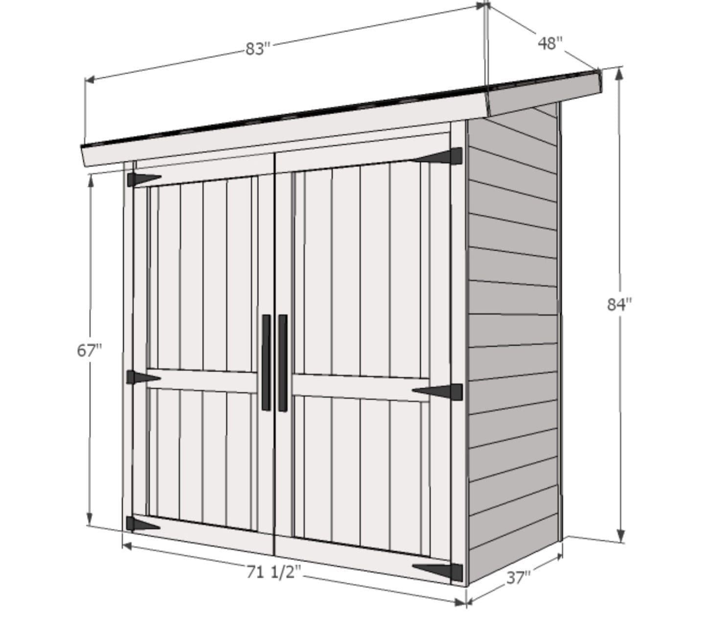 Garden Shed Build Plans, Farmhouse Shed Plans, Lean on Shed, Simple ...
