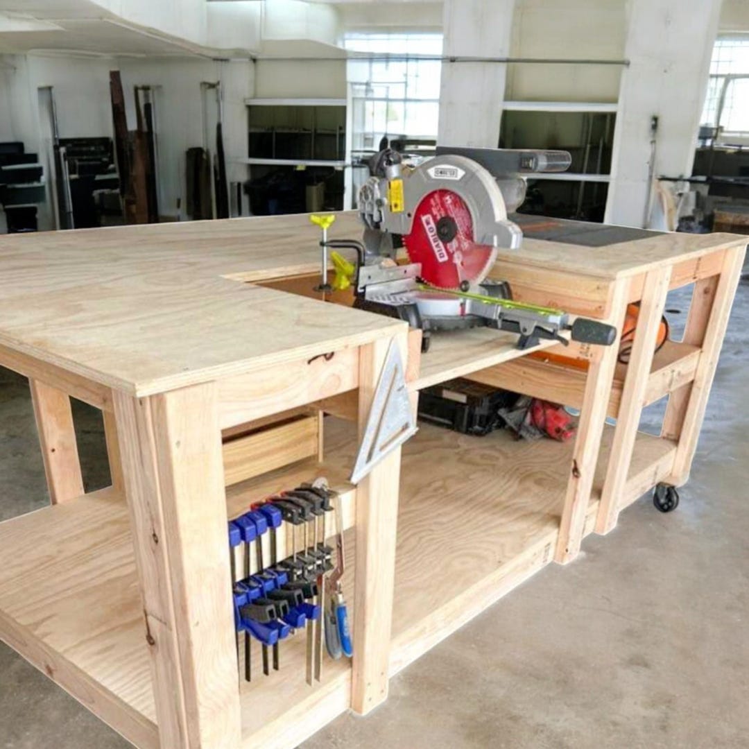 Table Saw Workbench, Table Saw Plans, Workstation Bench, Garage ...