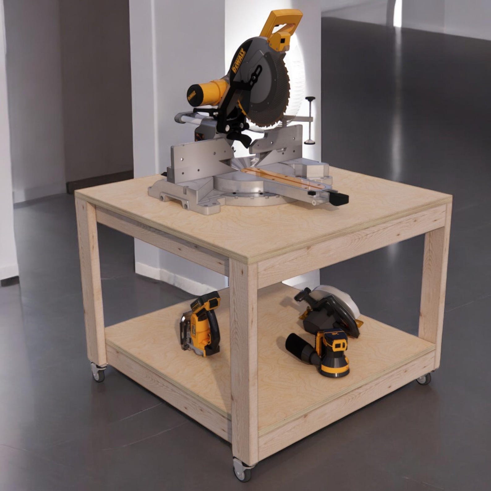 Mobile Miter Saw, Router and Table Saw Workbench Plans, DIY Woodworking ...