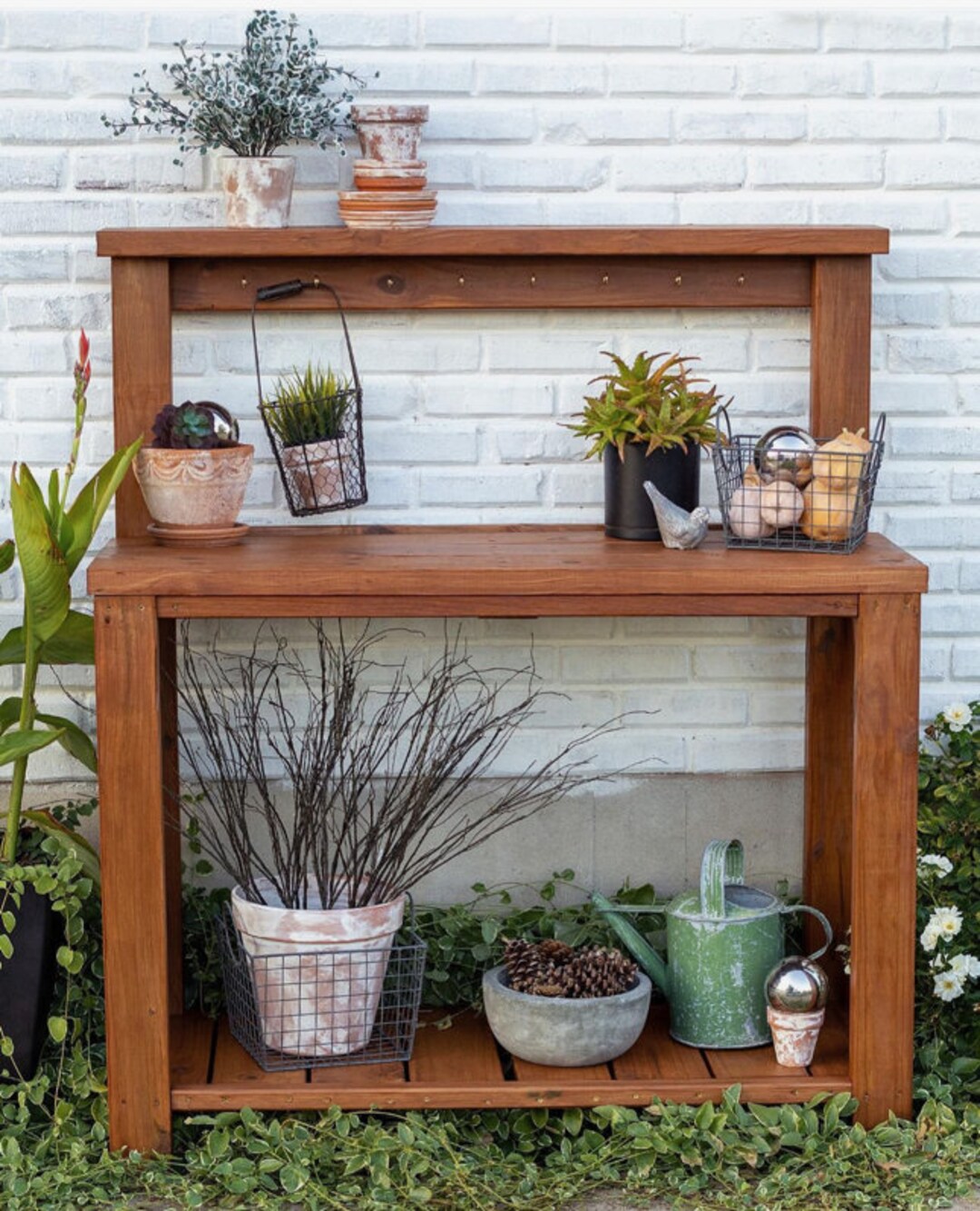 Potting Bench DIY Plans, Simple Potting Stand Plans, Farmhouse Outdoor ...