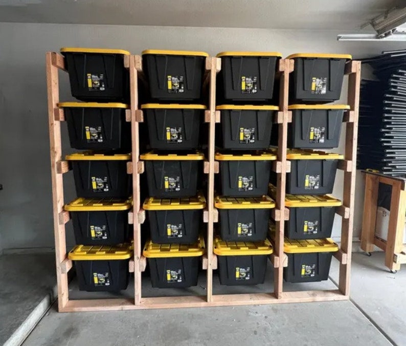 27 Gallon Tote Storage, Garage Tote Storage, Large Tote Rack Plans ...
