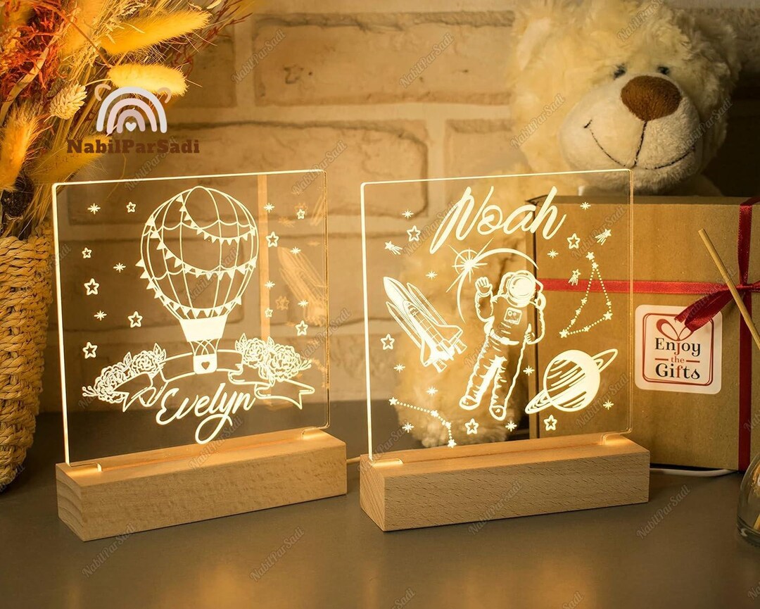 Custom Name Night Light, Personalised Nursery Decor, Custom Baby Sign ...
