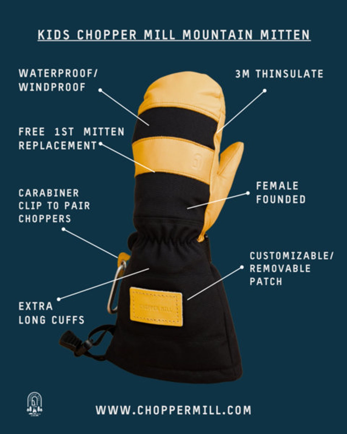 Chopper Mill Mountain Mittens With Personalized Velcro Name Patch - Etsy