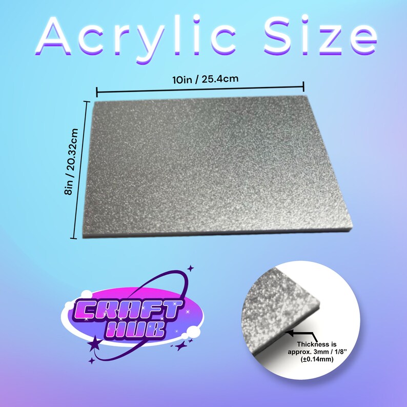 Silver Glitter Acrylic Sheets / One Sided Glitter Sheet in a 5 Piece ...