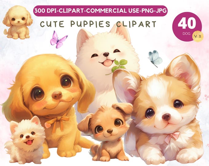 Dog Clipart Bundle, Watercolor Clipart Dog, Cute Dog, Dog Watercolor ...