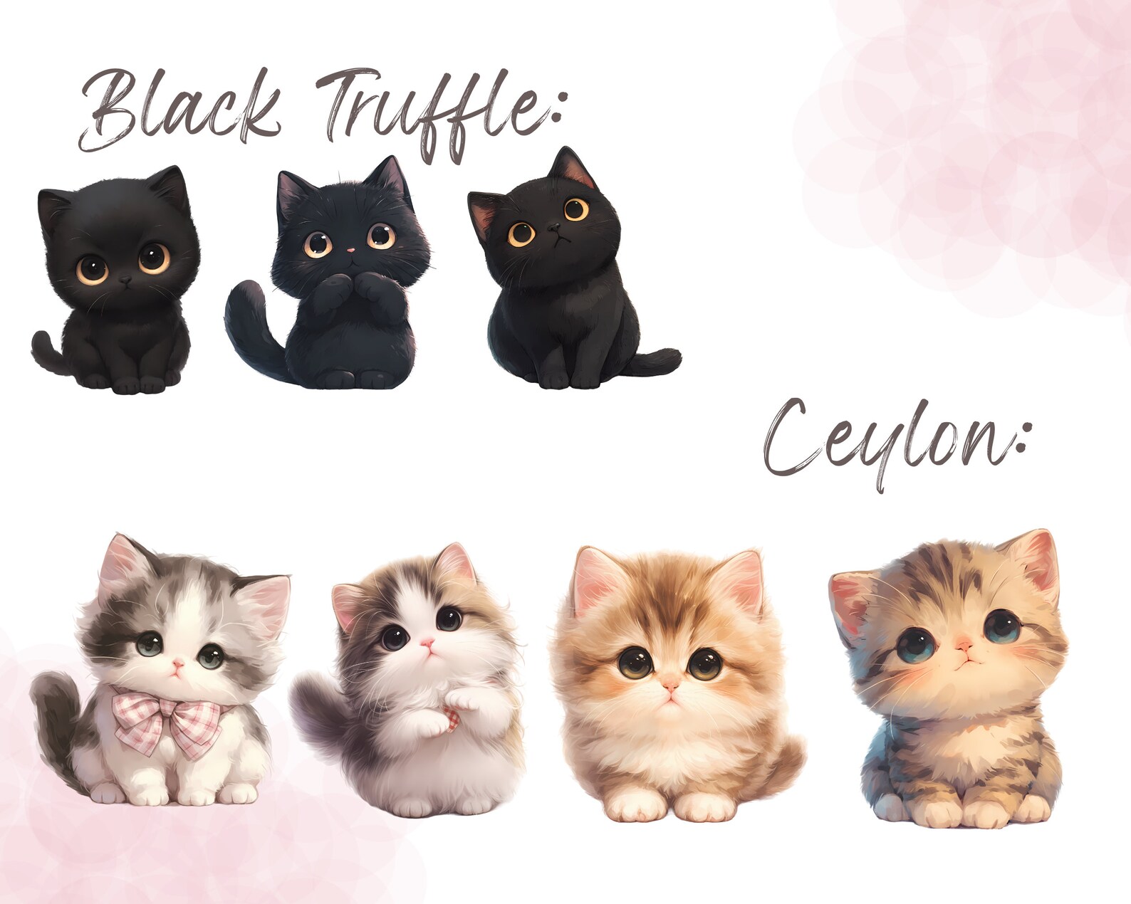 Cute Cats Kitten Clipart | 40 PNG Cute Kitten Cat PNG Perfect for Card ...