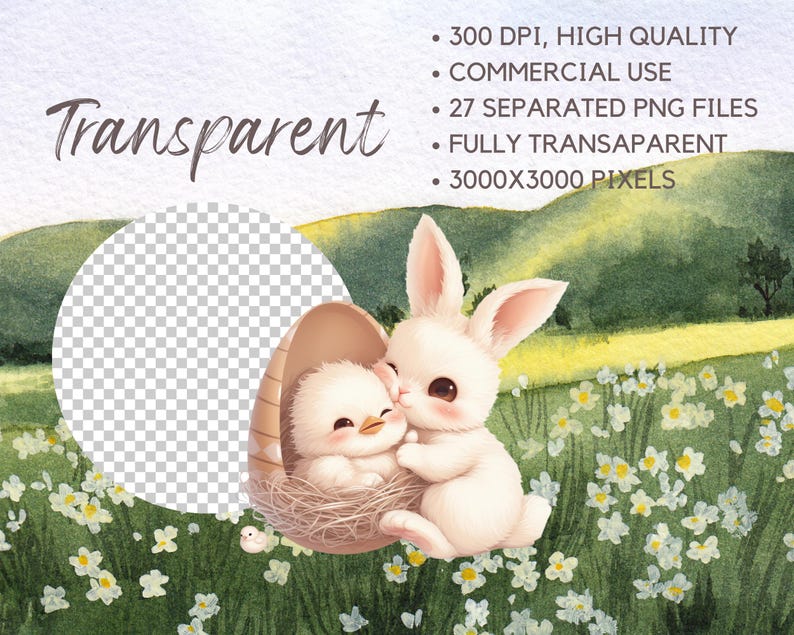 Rabbit Clipart Watercolor Bunny Clipart Bunny Easter PNG Animal Clipart ...
