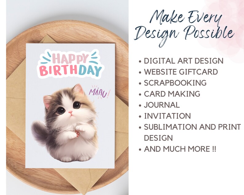 Cute Cats Kitten Clipart | 40 PNG Cute Kitten Cat PNG Perfect for Card ...