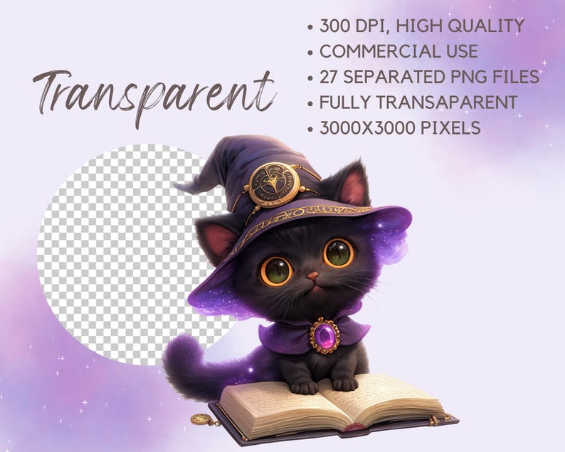 40 Watercolor Cute Halloween Cat Clipart, Cat Halloween, Halloween PNG ...