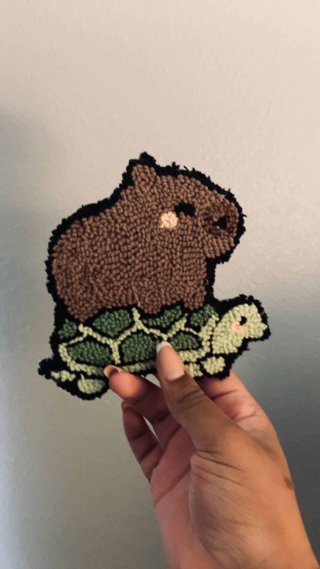 Punch Needled Capybara on a Turtle Coaster/mug Rug - Etsy