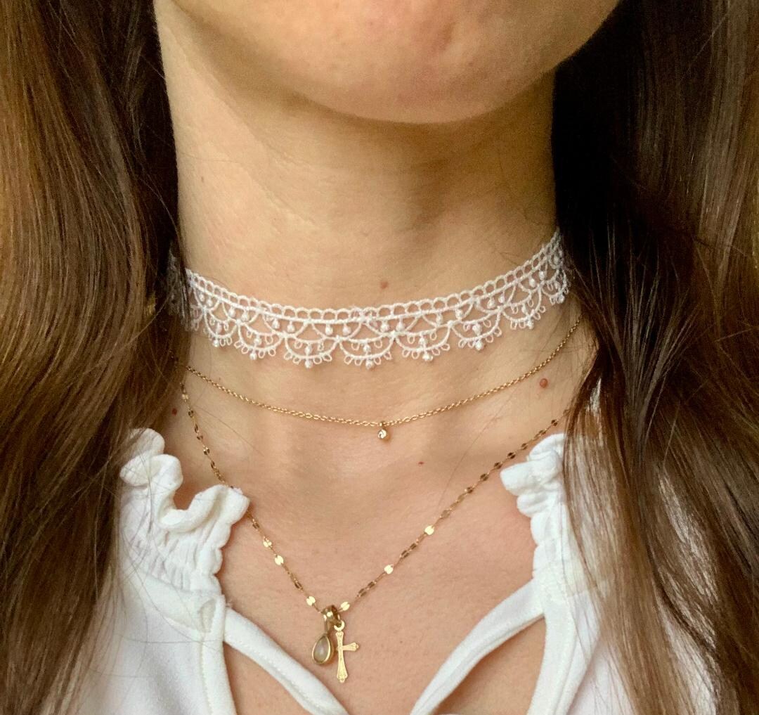White Lace Choker White Victorian Choker Necklace Edwardian Style White ...