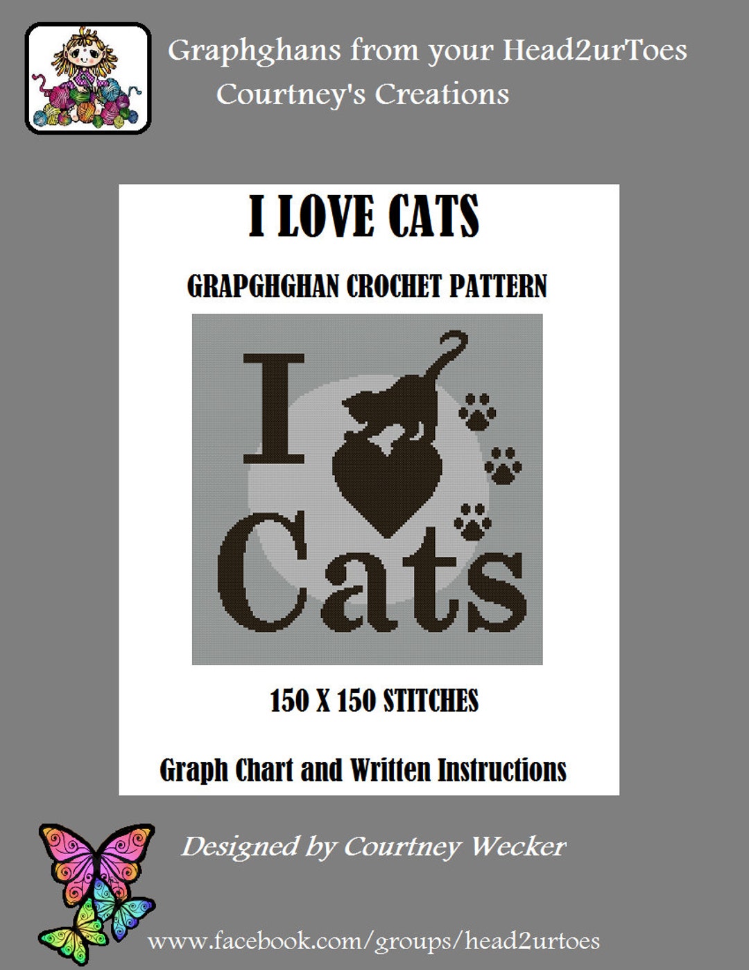 I Love Cats - Graphghan Crochet Pattern - Etsy