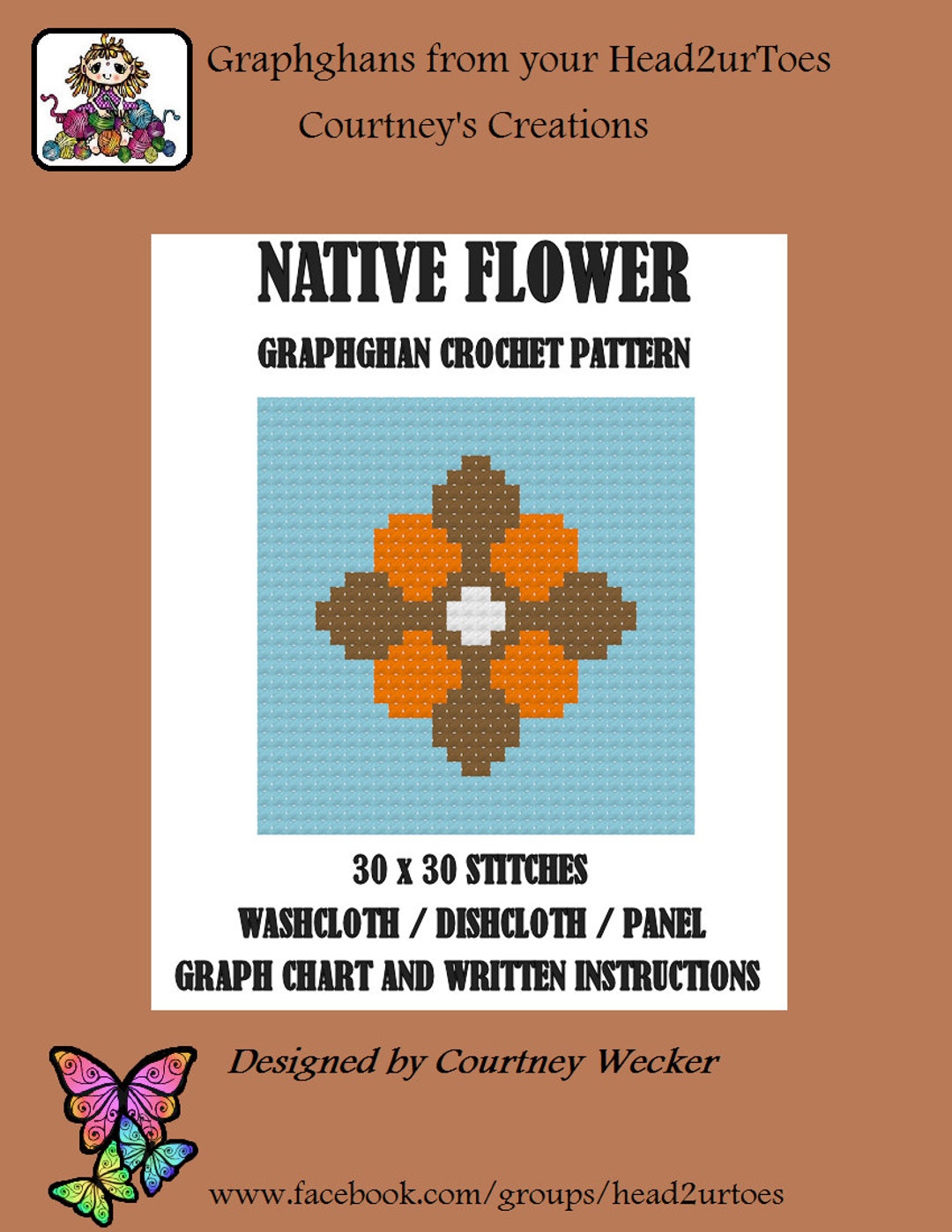 Native Flower - Dishcloth/panel - Graphghan Crochet Pattern - Etsy