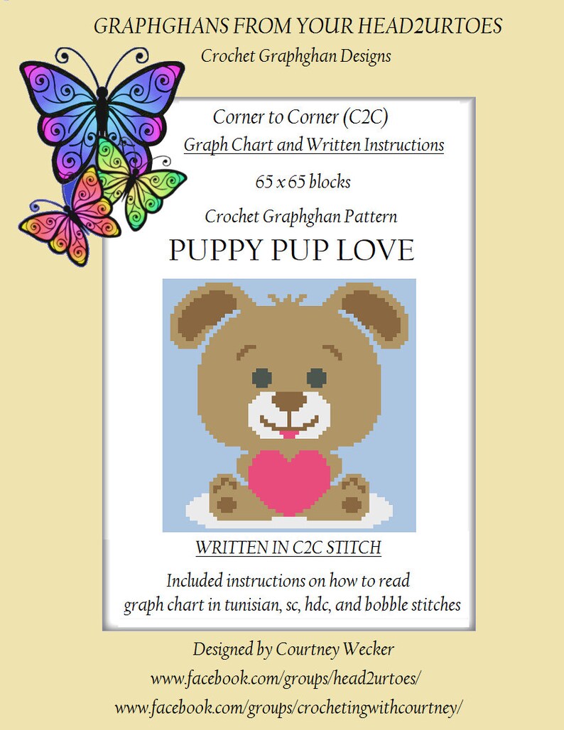 Puppy Pup Love - C2C Graphghan Pattern - Etsy