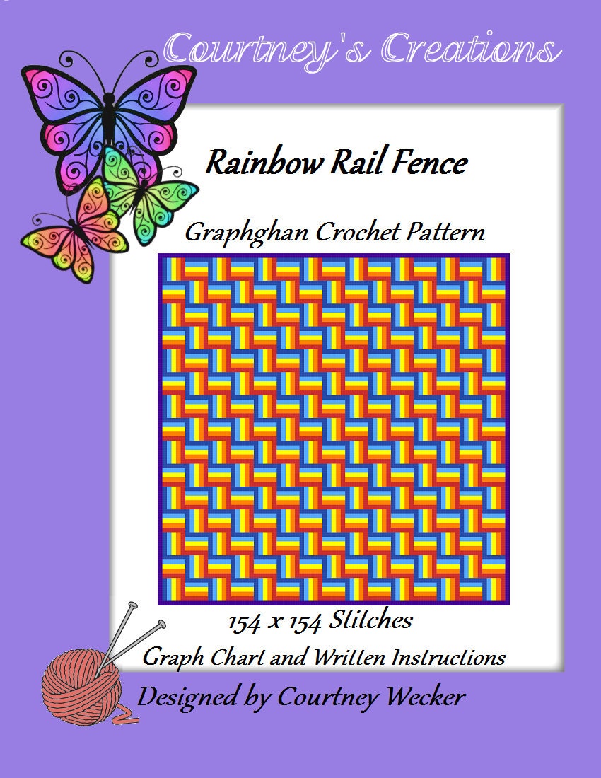 Rainbow Rail Fence - Graph Chart and Written Instructions - Etsy