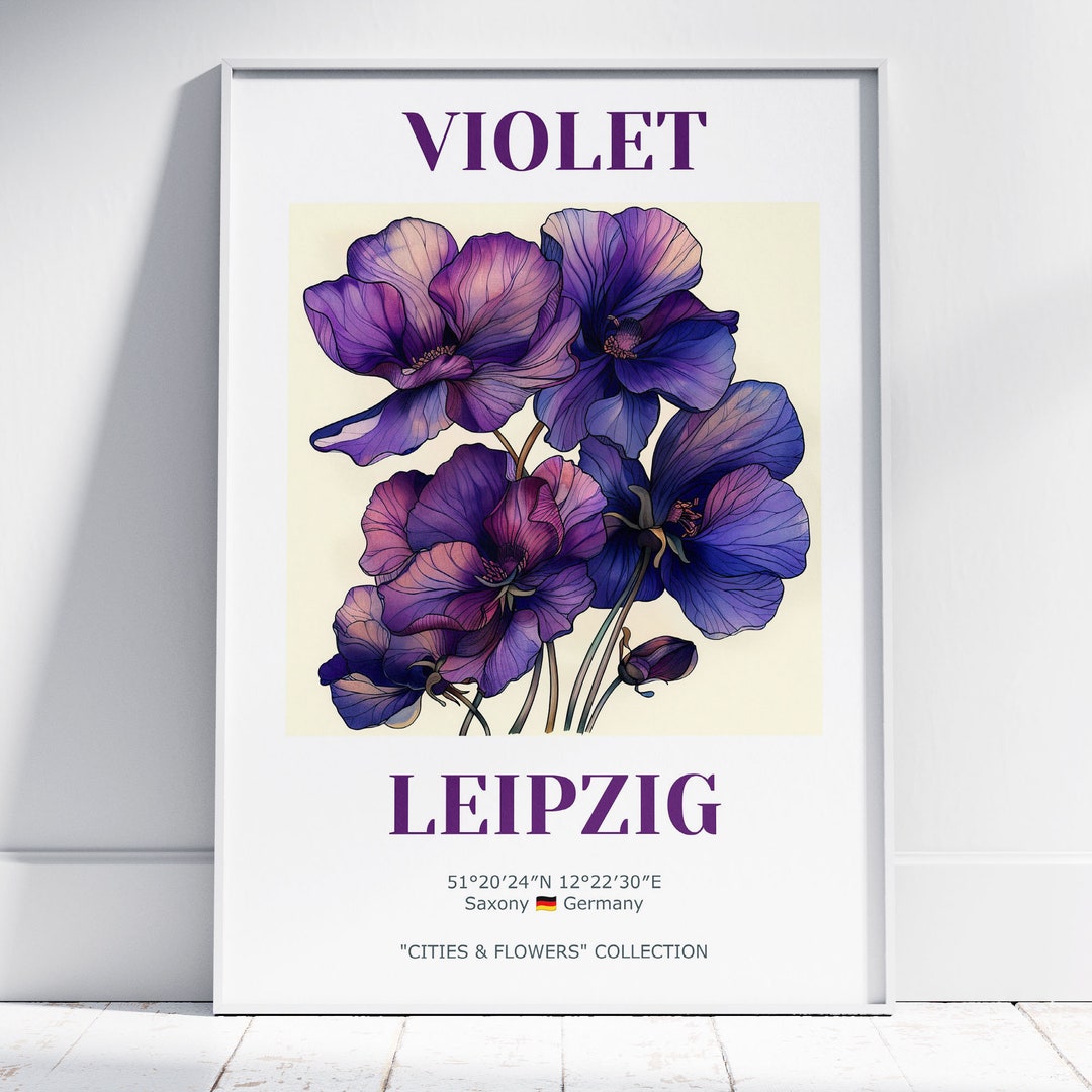 Leipzig Travel Poster, Violet Flowers Poster Leipzig City Print Violet ...
