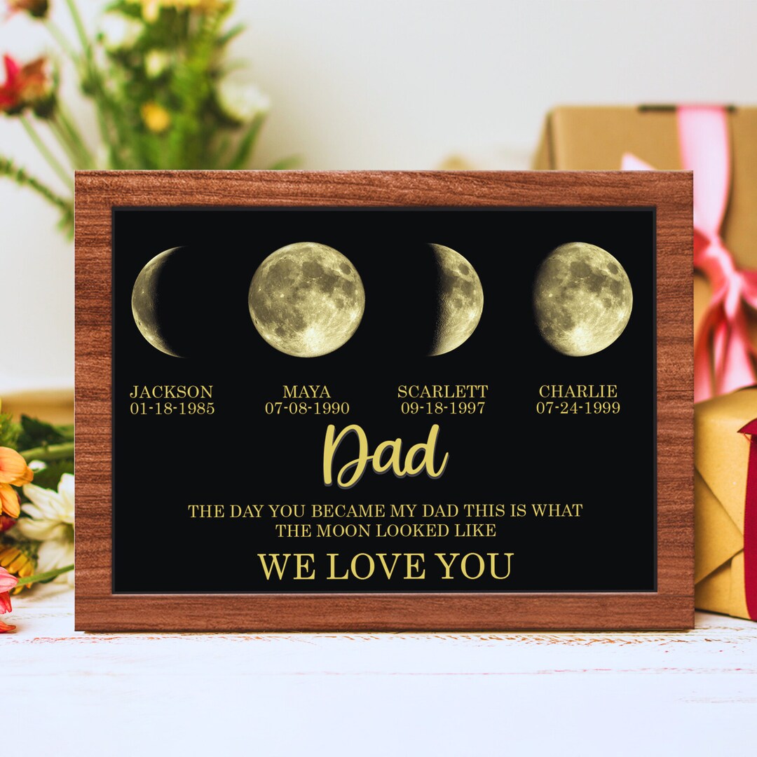 Custom Moon Phase Print Father's Day Gift Frame, Gifts for Dad Grandpa ...