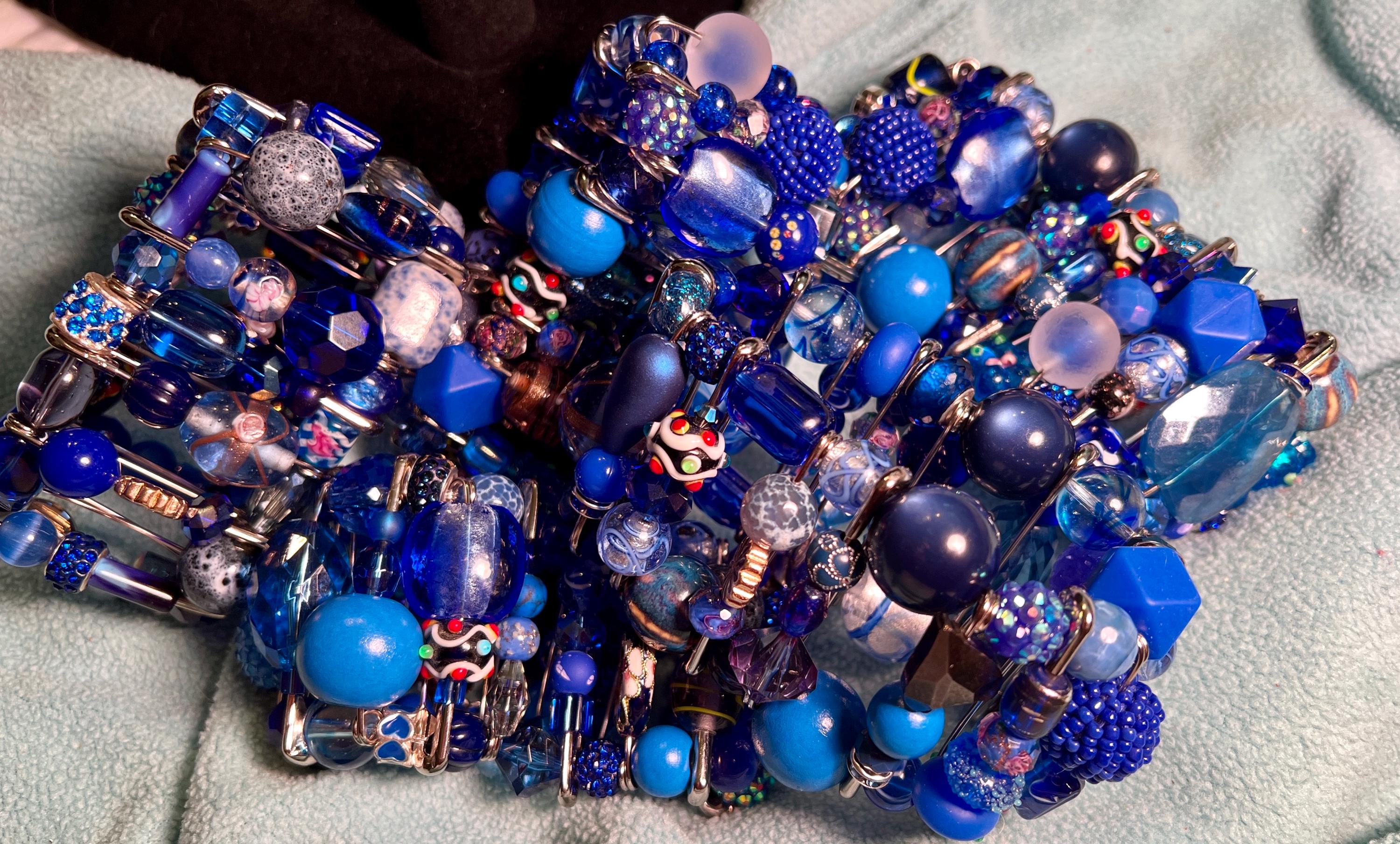 Funk & Chunky Handmade Dark Blue Safety Pin Bracelet Created From High ...