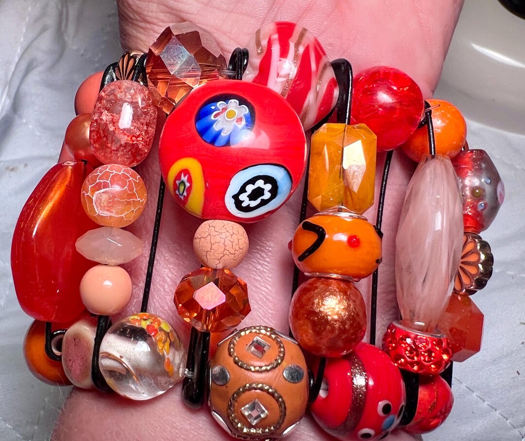 Funk & Chunky Handmade Orange Safety Pin Bracelet Created From High ...